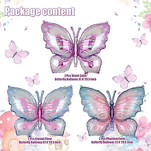 Butterfly Balloons Pink Purple 6 Pcs Fairy Garden Butterfly Themed Party Wedding Baby Shower Girls Birthday Party Decor