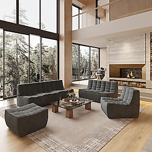 WJShome Lazy Floor Sofa Couch, Bean Bag Chair,82.68" 3 Seater Couches, Fireside Chair, Corner Relax Sofa Couch Free Combination Modular Sofa for Apartment,No Assembly Needed(3 Seater, Dark Grey)