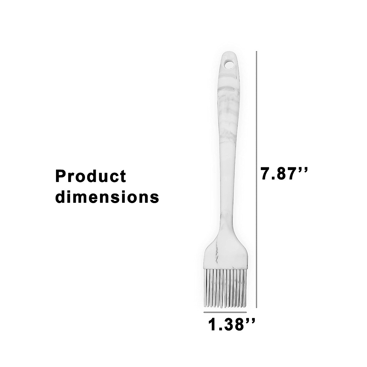 FIVETAS 1.38"x7.87"Heat Resistant Food Grade Silicone Pastry brush and Basting Brush for Cooking,BBQ,Meat,Desserts.Kitchen Brush for Sauce Butter oil.Stainless Steel Core Handle.BPA Free. Marbling.