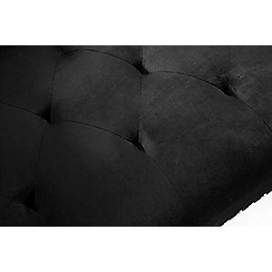 DERCASS Convertible Bed L-Shape Chaise Sectional Sleeper Button Tufted Sofa Velvet with Pillows Reversible Couch for Living Room (Black Sofa), W223S008SOFA