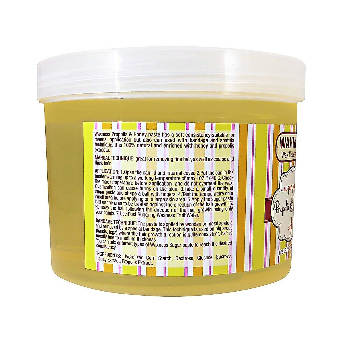 Waxness All Natural Soft Sugar Paste for Manual Application and Bandage Technique Honey Propolis 1.6 Pound