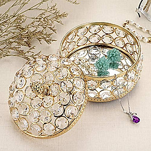 Hipiwe Crystal Mirrored Jewelry Box - Jewelry Trinket Organizer Treasure Box Home Decor Ring Earrings Necklace Storage Holder Chest Keepsake Box,Birthday Christmas Gift for Women Girls, Large