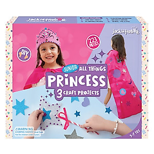 jackinthebox Princess Themed Arts and Crafts for Girls - Make a Cape, Tiara and Wand, Best Gift for Girls Ages 5 6 7 8 Years, 3 Craft Projects in 1 Box..