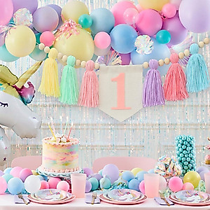 Handmade Boho 1st Birthday High Chair Banner Party Decoration for Girl Baby Shower Wall Hangings Decorative for Kids Bedroom Purple