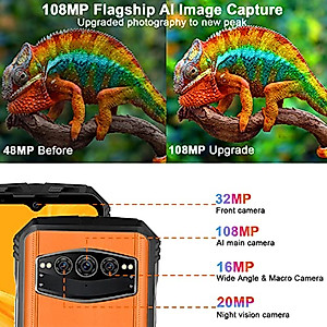 DOOGEE V30 Rugged Smartphone(2023), eSIM Dual 5G 15GB+256GB Rugged Phone Unlocked, 6.6" FHD+ /120Hz Rugged Cell Phone, Dual Hi-Res Speakers, Android 12, 108MP Triple Camera, Night Vision, NFC, OTG