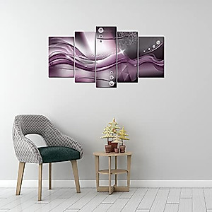 YAYNICE Modern Abstract Purple Wall Art 5 Piece Large Picture Canvas Print Wall Painting Artwork Wall Décor for Bedroom Living Room Bathroom Office