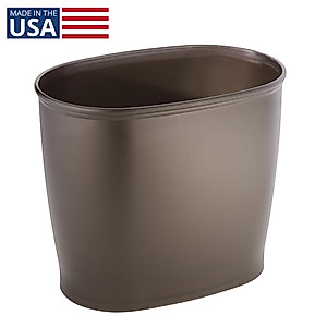 iDesign Kent Oval Waste Can, Trash Can for Bathroom, Bedroom, Office - Bronze,12" x 8" x 10"