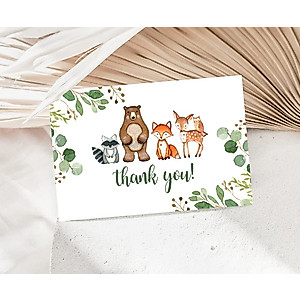 50 Pack Woodland Thank You Cards With Envelopes & Stickers, Woodland Baby Shower Thank You Note, 4 x 6 inches, Perfect for Woodland Baby Shower & Kids Birthday