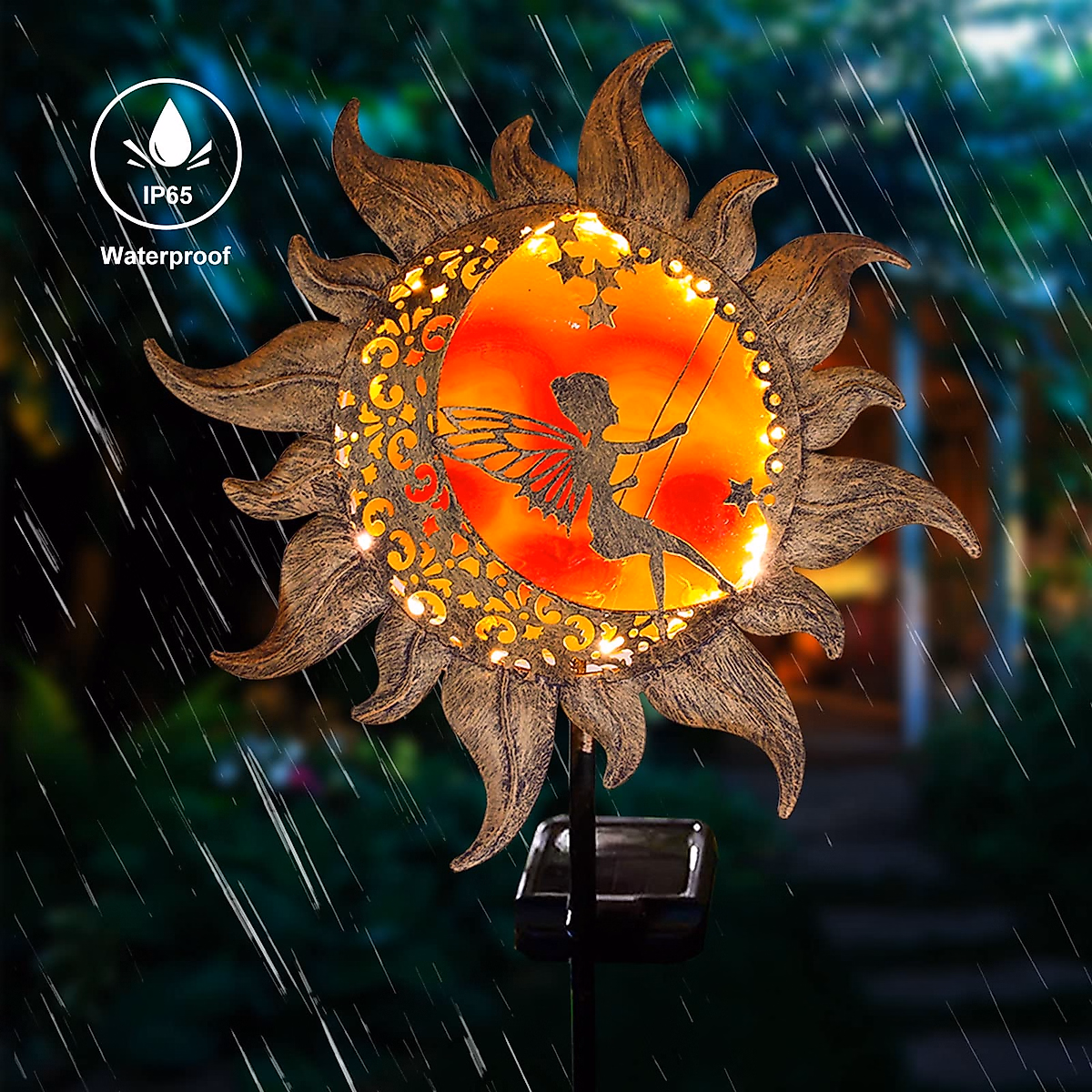 YJFWAL 2 Pack Frog Solar Lights Outdoor Frog Garden Decorations with Solar Lights Metal Frog Solar Stake Lights Waterproof Solar Powered Light for Patio, Backyard, Pathway Decor Halloween Decor