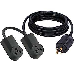 Y Adapter 2-Way Connector L14-30P Twist-Lock 4Pin Generator Plug Dual 6-50R 3Pin Miller Lincoln Hobart Plasma Cutter Welder Mig Tig Receptacle Outlet Electrical Power Cord Splitter 220/250V NEMA FX451