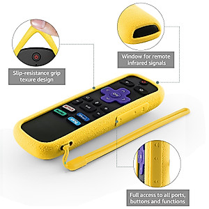 Wevove 3Pack Remote Cover for Roku, Remote case Compatible with Roku Voice Remote Official, Silicone Protective Controller Universal Sleeve Glow in The Dark(Glow White&Yellow&Blue)