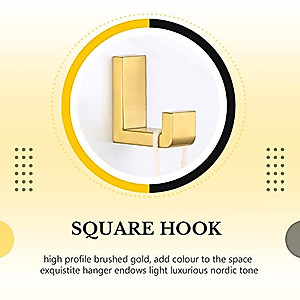 APLusee Robe Towel Hook, 304 Stainless Steel Modern L Shape Practical Coat Hook, Utility Shower Towel Hanger for Bathroom Kitchen Home Storage (Brushed Gold)