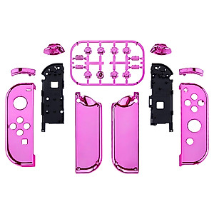 eXtremeRate DIY Replacement Shell Buttons for Nintendo Switch & Switch OLED, Chrome Pink Custom Housing Case with Full Set Button for Joycon Handheld Controller - Console Shell NOT Included