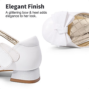 DREAM PAIRS Girls Dress Shoes Closed Toe Low Heels Ankle Strap Bow Ballet Wedding Party Sandals Princess Flower Shoes SDFL2314K White Size 2 Little Kid