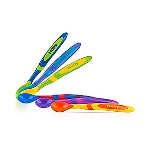 Nuby 6 Piece Long Handle Weaning Spoons, Assorted, One Size