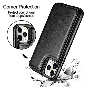 HianDier Wallet Case for iPhone 11 Pro Max Case Slim Protective Case with Credit Card Slot Holder Flip Folio Soft PU Leather Magnetic Closure Cover for 2019 iPhone 11 Pro Max 6.5 Inches, Black