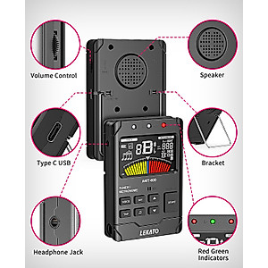LEKATO Metronome Tuner, Rechargeable 3 In 1 Digital Metronome with TAP Tempo, Woman Vocal Counts, Tuner Tone Generator for Guitar Bass Violin Ukulele Chromatic for All Instruments