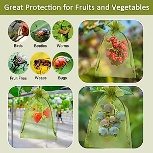 YQL 100Pcs 4"x6" Fruit Protection Bags,Fruit Netting Bags,Garden Netting Bags with Drawstring for Protecting Fruits and Vegetables