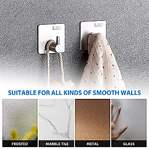 Panlogee 304 Stainless Adhesive Hooks ,Waterproof Adhesive Holder for Cloth，Towel,Bathroom,Kitchen(4pack) (Square-Shape Black)