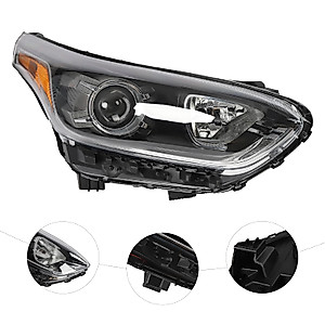 TBVECHI Headlight Assembly for 2019 2020 2021Kia Forte Halogen w/LED DRL Passenger Side Headlamp Replacement, Black Housing Clear Lens Front Head Light Lamp 92102M7100 92101M7100