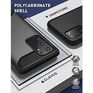 Clayco Xenon Series Case for Samsung Galaxy S22 Ultra (6.8 Inch) 5G 360 Degree Mobile Phone Case Robust Protective Bumper Case Full Cover with Integrated Screen Protector 2022 Edition (Black)