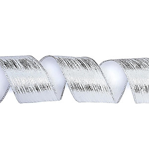 Christmas Ribbon Wired, 6 Rolls 2.5 Inch 36 Yard Silver Sheer Glitter Organza Wired Edge Ribbons for Christmas Tree, Gift Wrapping, Assortment Ribbon for Crafts, DIY, Christmas Tree Ribbon