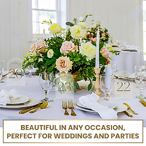 Table Numbers for Wedding Reception - Transparent Acrylic with Gold Writing, (Set of 1-30) Elegant Table Number Holders