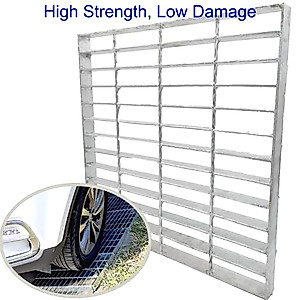 MOSINSBO Outdoor Drain Cover, 16x16 Galvanized Steel Drain Grate, B125 Class Sewer Grate, Durable Heavy Duty Channel Grate, Sliver Square Drainage Grate (15.4”x15.4”)