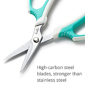 Beaditive Multipurpose Craft Scissors - High-Leverage Crafting Scissors with Sharp Carbon Steel Blades - Ergonomic Sewing Scissors for Heavy Duty Projects - Safe Office, Scrapbook, Leather Scissors