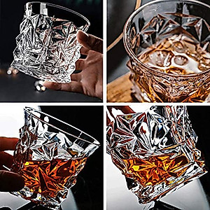 MJZQCD Whiskey Glasses Set of 2, 9 OZ 260ml Old Fashioned Glasses,Bar Glasses, For Scotch Cocktail Rum Cognac Vodka Liquor.Bourbon Glasses, Parties, Bars, Gifts, Restaurants and Home …