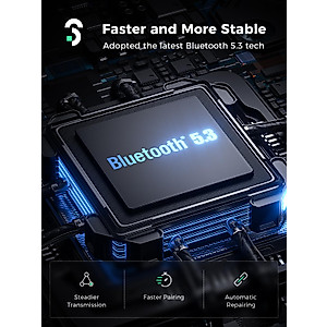 Bluetooth 5.3 FM Transmitter for Car - SOOMFON Bluetooth Car Adapter with Big Mic Bass Stereo Hi-Fi Sound, PD30W QC18W FM Bluetooth Transmitter Car Charger Support Hands-Free Calls, Aux Out, TF Card