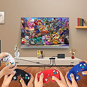 4 Pack Game cube Controller Bundle with 4 Extension Cords and a 4-Port Adapter for S-witch PC Wii U Console