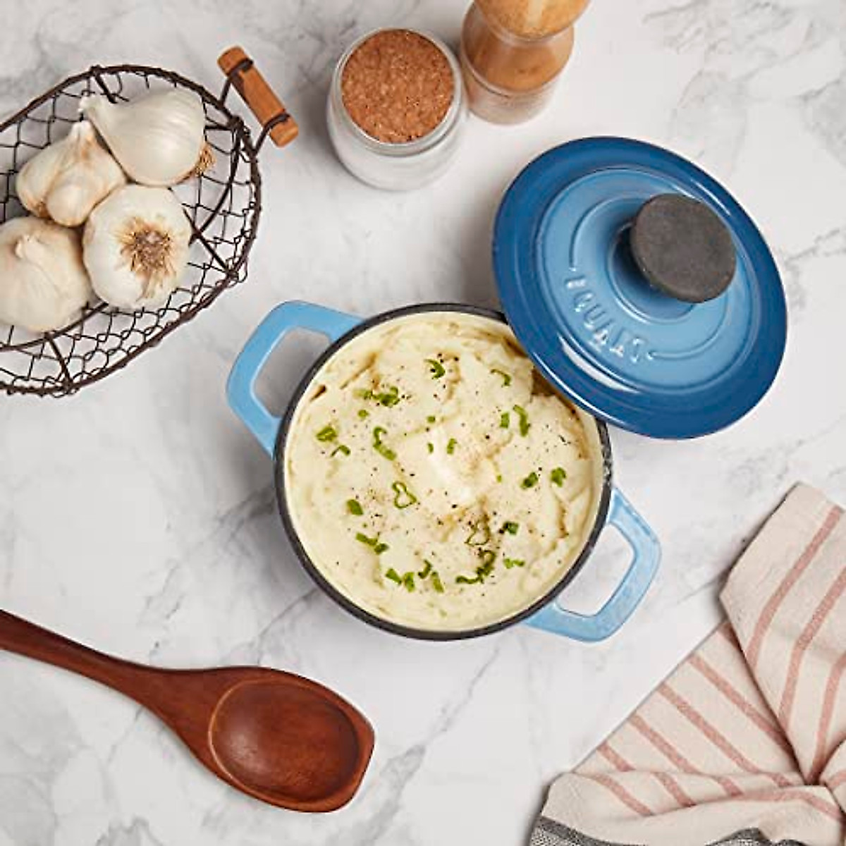 Smith & Clark 1-Quart Enameled Cast Iron Dutch Oven Pot with Lid, Blue