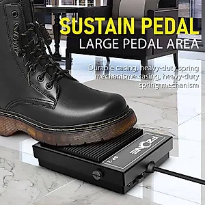 FZONE Compact Sustain Pedal for Keyboards Digital Pianos Synthesizers,Tone Modules,Drum Machines All Metal Heavy Design,Non-Slip,with Polarity Switch