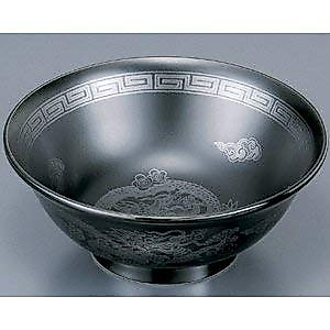 Japanese Black glaze silver dragon Ramen Bowl 8.35