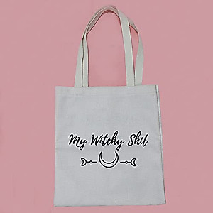 PWHAOO Funny Manifest Bag Witchy Gift My Witchy Shit Tote Bag Witchcraft Lover Gift (Witchy Shit TB)
