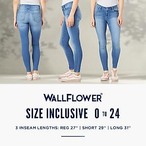 WallFlower Women's Ultra Skinny Mid-Rise Insta Soft Juniors Jeans (Standard and Plus), Lake Pure, 9