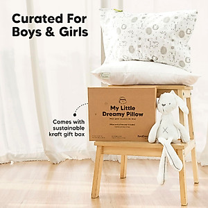 Toddler Pillow with Pillowcase - 13x18 My Little Dreamy Pillow, Organic Cotton Toddler Pillows for Sleeping, Kids Pillow, Travel Pillows, Mini Pillow, Nursery Pillow, Toddler Bed Pillow (Soft White)