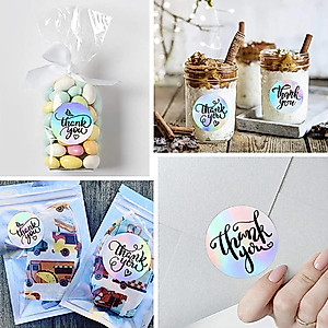 1.5 Inch Holographic Thank You Stickers Roll，500pcs Irridescent Self-Adhesive Thank You Labels Stickers for Supporting My Small Business Boutiques Shop Wrapping Supplies