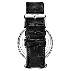 Stührling Original Mens Skeleton Watch Dial Automatic Watch with Calfskin Leather Band and - Dual Time, AM/PM Sun Moon