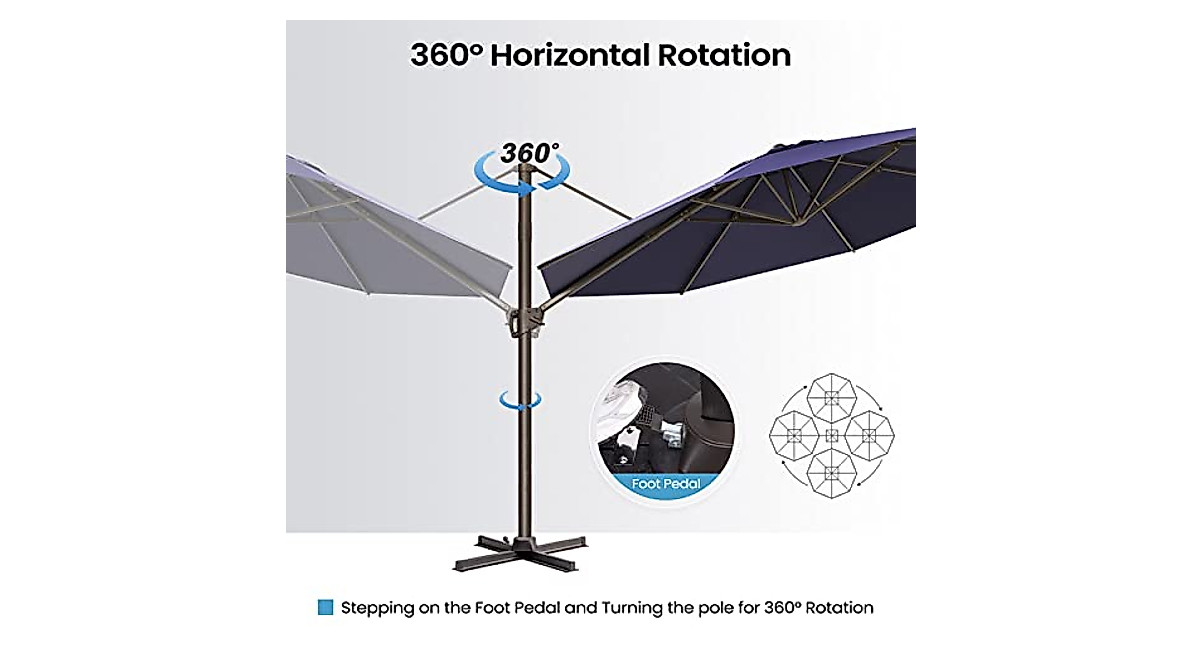 CLOUDFLY 11.5FT Patio Umbrella with 360° Rotation & Adjustable Heights