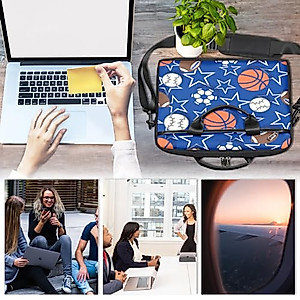 Sport Balls Laptop Computer Bag Waterproof Shoulder Messenger Bag 13-15 inch Durable Laptop Tote Bag with Shoulder Strap Handle Lightweight Crossbody Briefcase