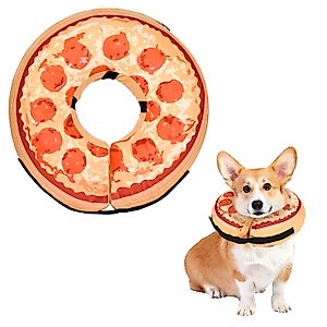 Inflatable Dog Cone Collar，Soft Protective Collar for Dogs and Cats Recovery Pet Cone, E-Collar Dog Neck Pizza Dog Cone After Surgery（No Pump）