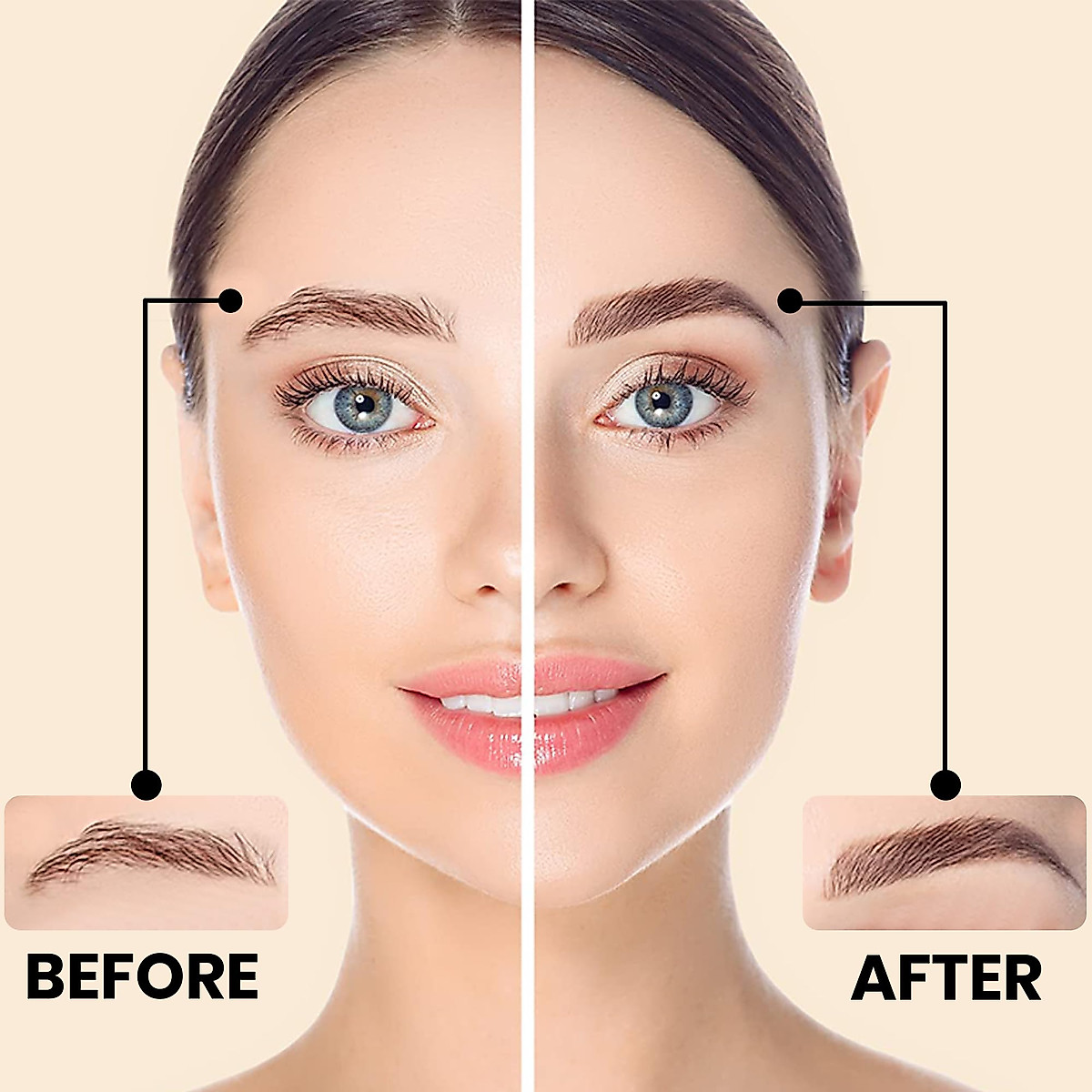 IBAZ Waterproof Eyebrow Stamp Kit: 10 Reusable Stencils, 2 Brushes, Light Brown