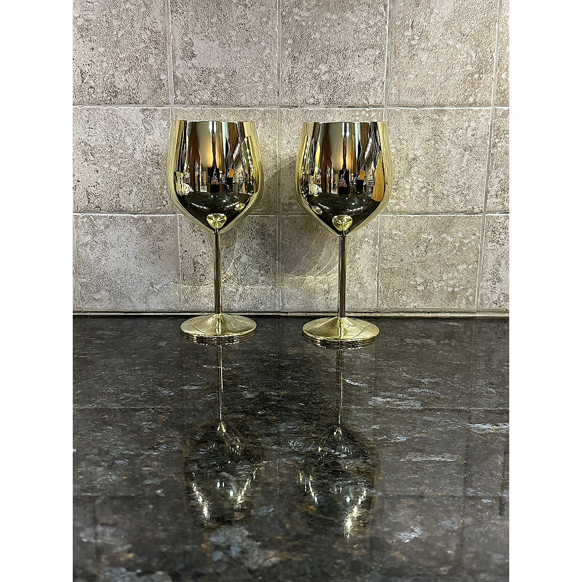 K&K Home Stainless Steel Unbreakable Gold Wine Glasses - oz - Set of 2 Colored, Elegant Metal Wine Goblets - Perfect for Outdoors, Weddings, and Parties - Unique Wine Gifts