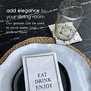 MexHandcraft Clear 14 oz Drinking Glasses (set of 6), Recycled Glass, Lead-free, Toxin-Free (Drinking)