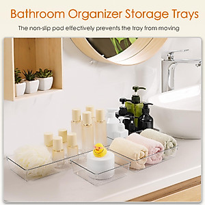 Criusia Drawer Organizer, 10 Pack Large Clear Plastic Drawer Organizers Set, 3 Size Versatile Bathroom and Vanity Drawer Organizer Trays, Storage Bins for Makeup, Bedroom, Kitchen Gadgets Utensils