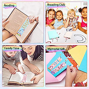 12 Pieces Unicorn and Rainbow Theme Bookmarks Sunflower Theme Bookmarks with 12 Pieces Metal Charms, Inspirational Quotes Bookmarker Page Markers 100th Day of School Gift for Kid (Unicorn-Rainbow)