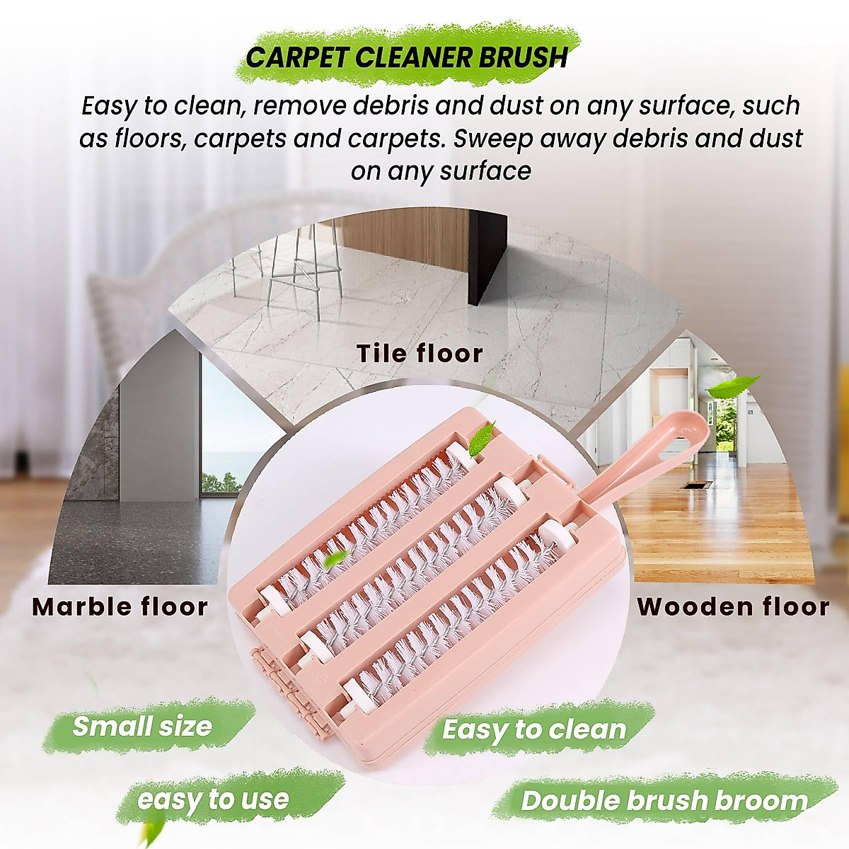 Beuiouer Carpet Cleaner Brush Sweeper Dirt Handheld Sofa Bed Pet Hair Debris Dirt Fur Roller Brush Household Cleaning Tool