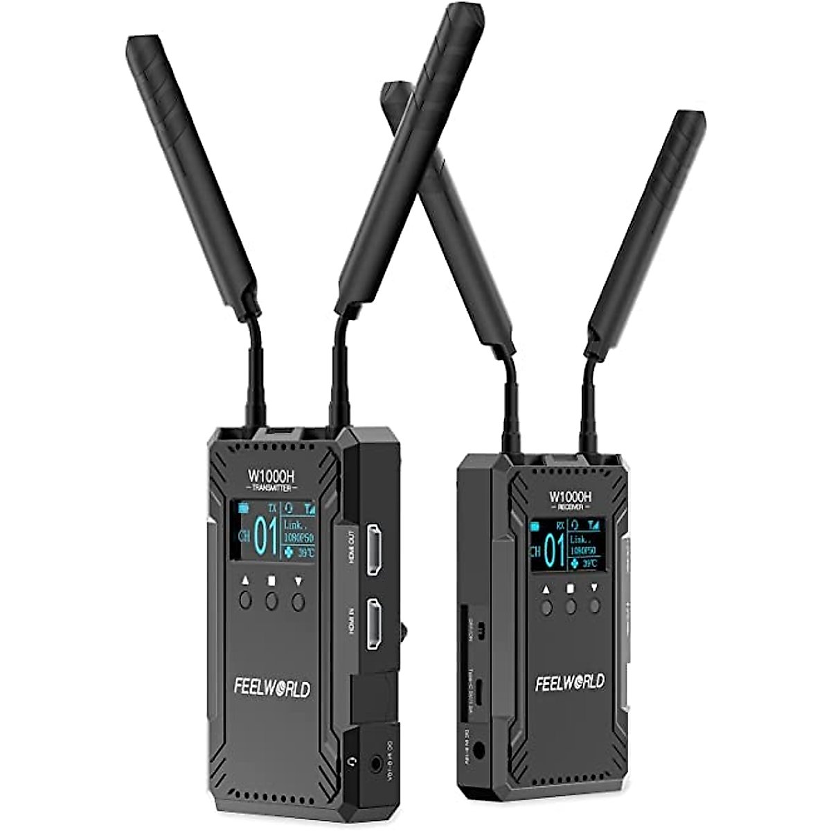 FEELWORLD W1000H Wireless HDMI Video Transmission System Include Transmitter Receiver 1000FT Transmission Range 0.08S Low Latency Full Duplex Intercom Live Streaming